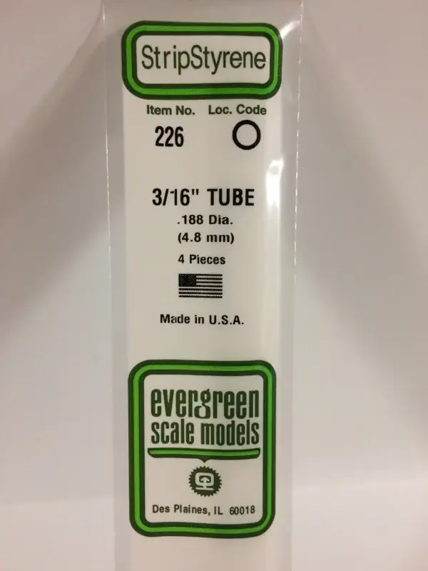 3/16 Styrene Tubing by Evergreen (226) – Tully Models